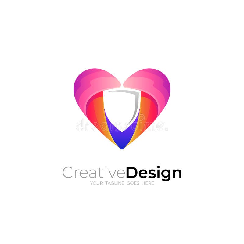 Love and Shield Design Combination, Security Logos Stock Vector ...