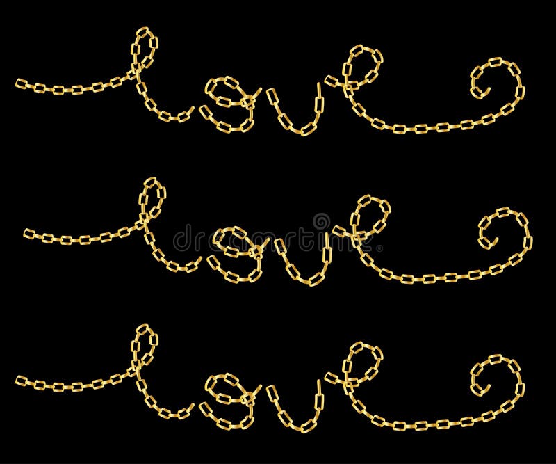 Love Slogan with Golden Chain. Stock Vector - Illustration of retro ...
