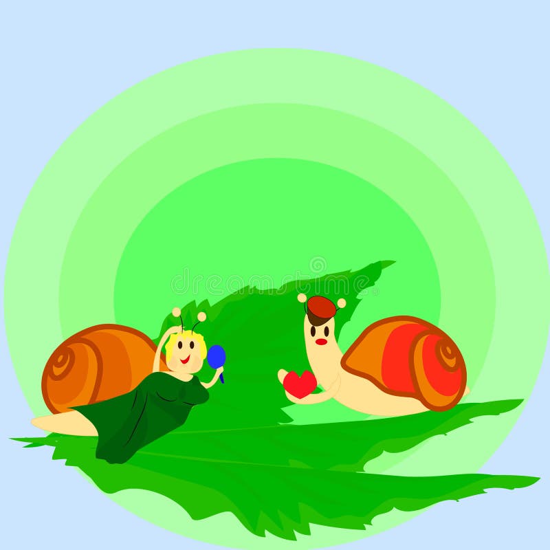 Love Snail Spring Day Animal Stock Illustration - Illustration of ...