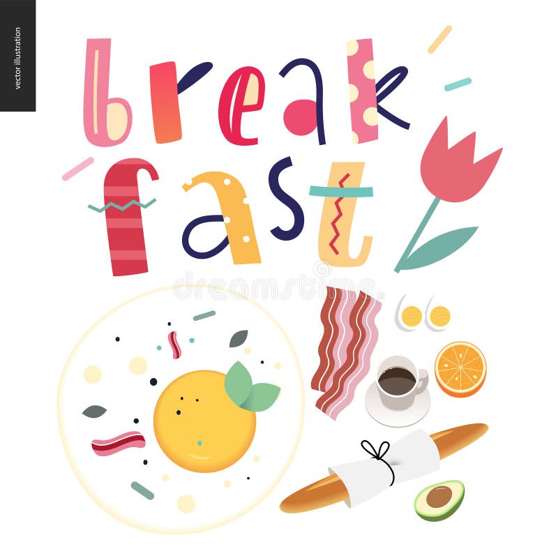 Love, Spring, Breakfast Lettering Composition Stock Vector ...