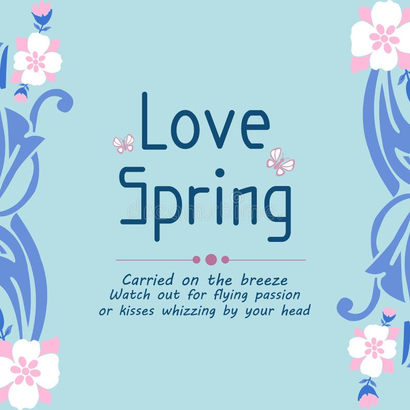Love Spring Card Decoration, with Beautiful Pattern of Leaf and Floral ...