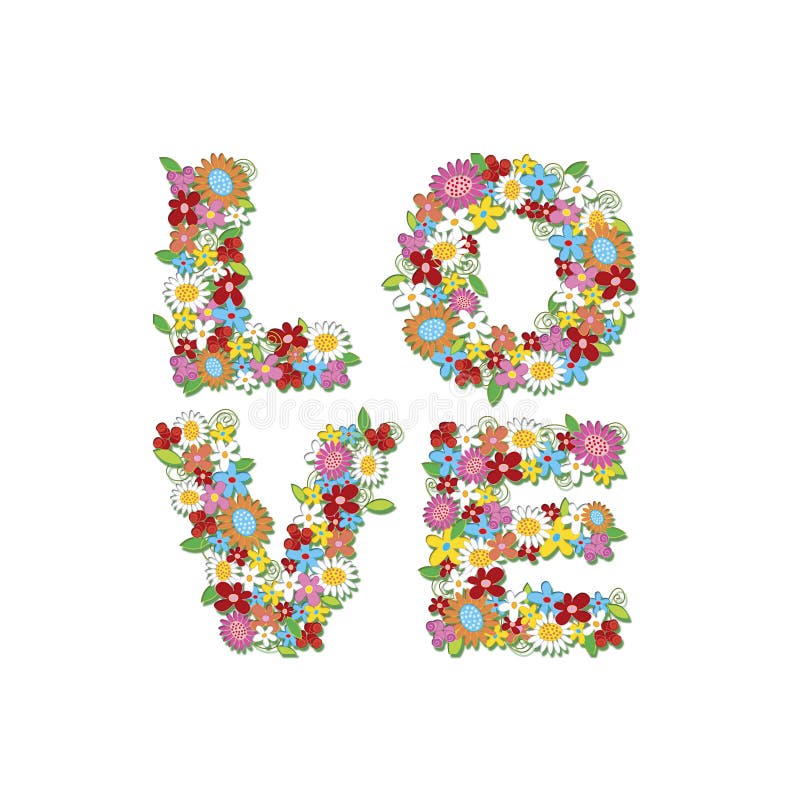 LOVE spring flowers stock vector. Illustration of graphics - 4842629