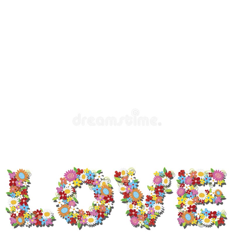 LOVE spring flowers stock vector. Illustration of graphics - 4842629