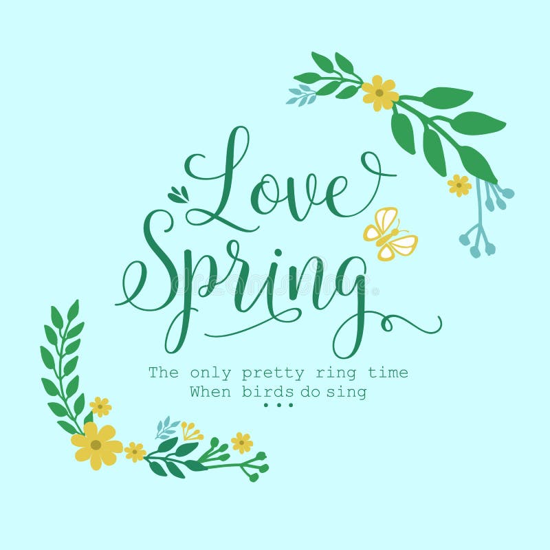 The Love Spring Greeting Card Decoration, with Beautiful of Leaf and ...