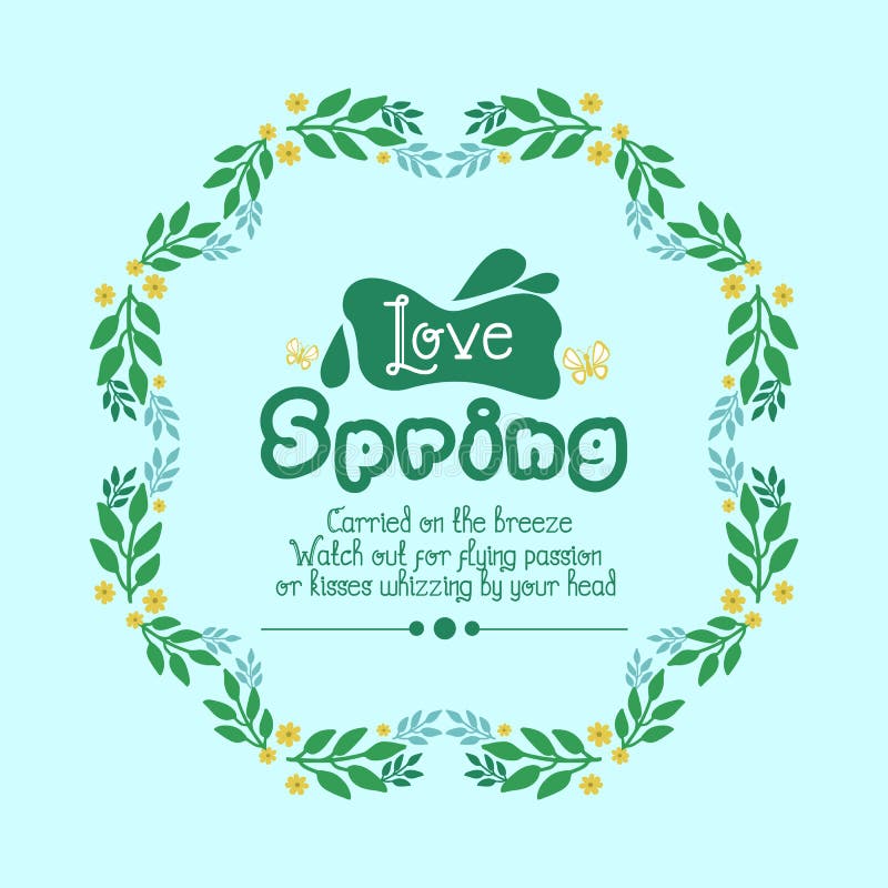 The Love Spring Greeting Card Decoration, with Beautiful of Leaf and ...
