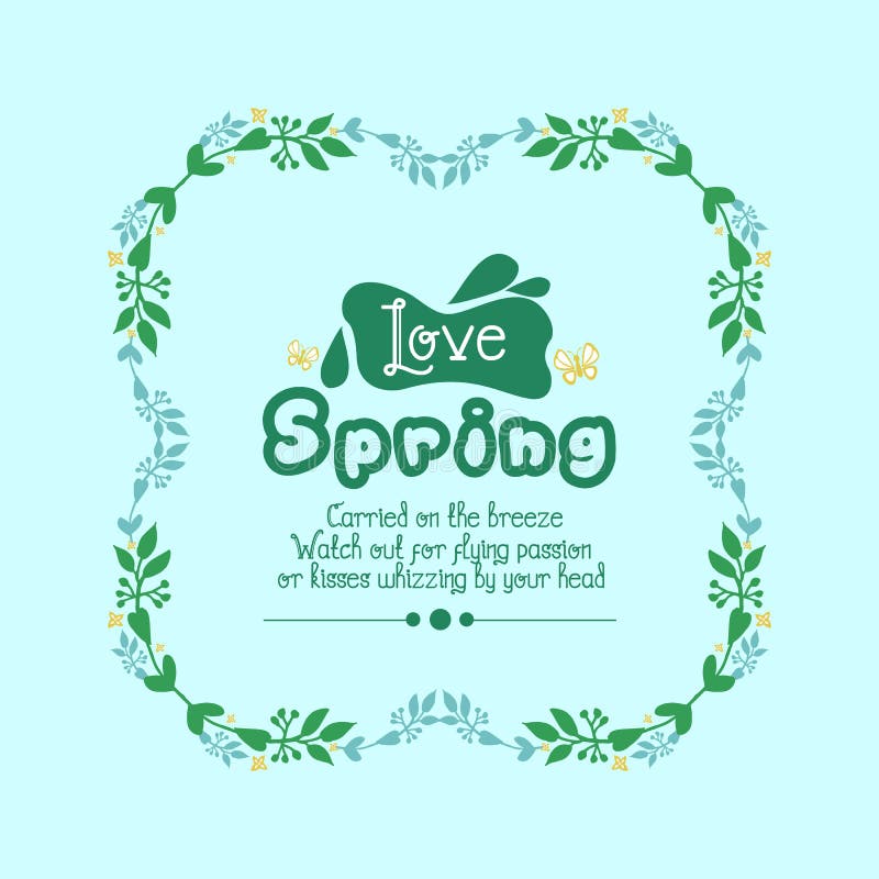 The Love Spring Greeting Card Design, with Elegant Pattern of Leaf ...