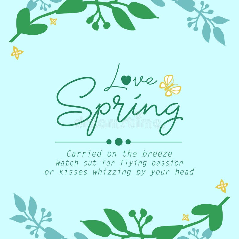 The Love Spring Greeting Card Design, with Elegant Pattern of Leaf ...