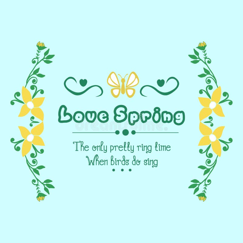 Love Spring Greeting Card Design, with Leaf and Flower Simple Frame ...