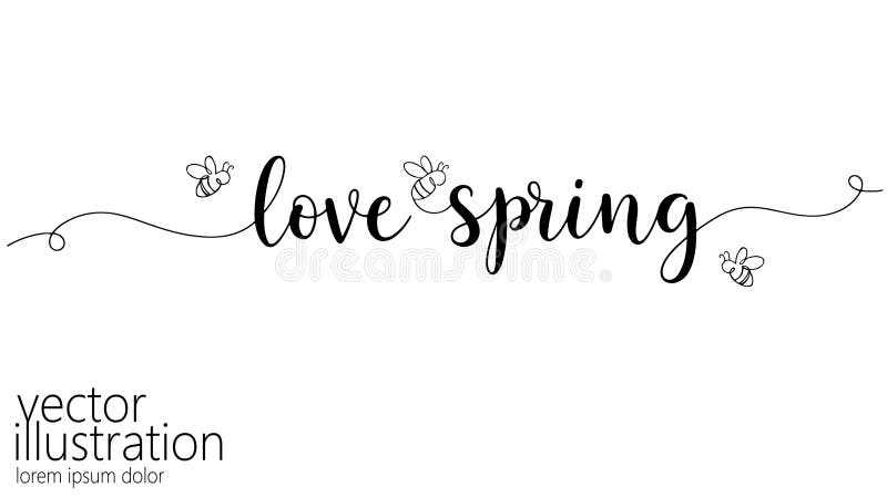 Love Spring Inscription Design. Three Bees Decoration Element. Great ...