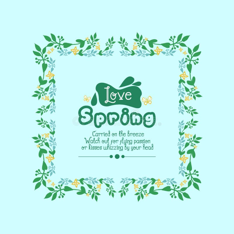 Love Spring of Invitation Card Design, with Leaf and Flower Simple ...