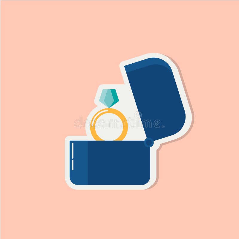 Love Sticker with Engagement Ring. Romantic Elements of Love Engagement ...