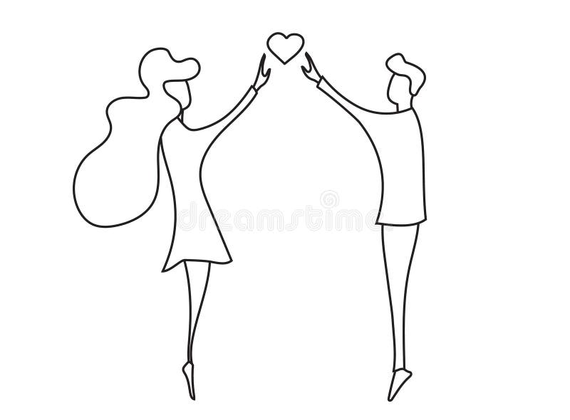 Love Story Couple Simple Line Design. Vector Illustration Stock Vector ...