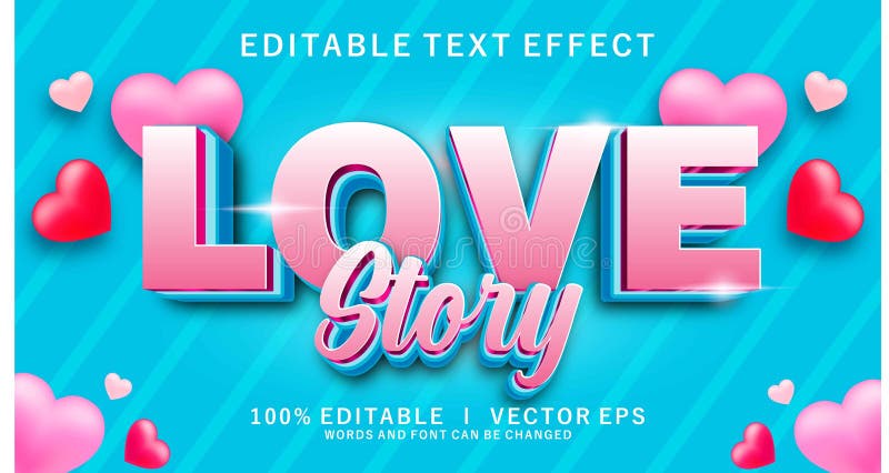 Love Story 3d Vector Text Effect with Modern Style D Stock Vector - Illustration of pink, text ...
