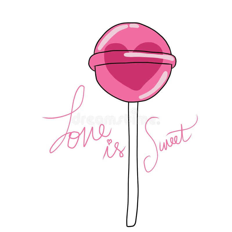 Love is Sweet, Candy with Heart Inside Cartoon Illustration Stock ...