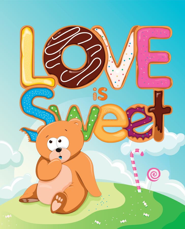 Love is Sweet stock vector. Illustration of romance, love - 64864431