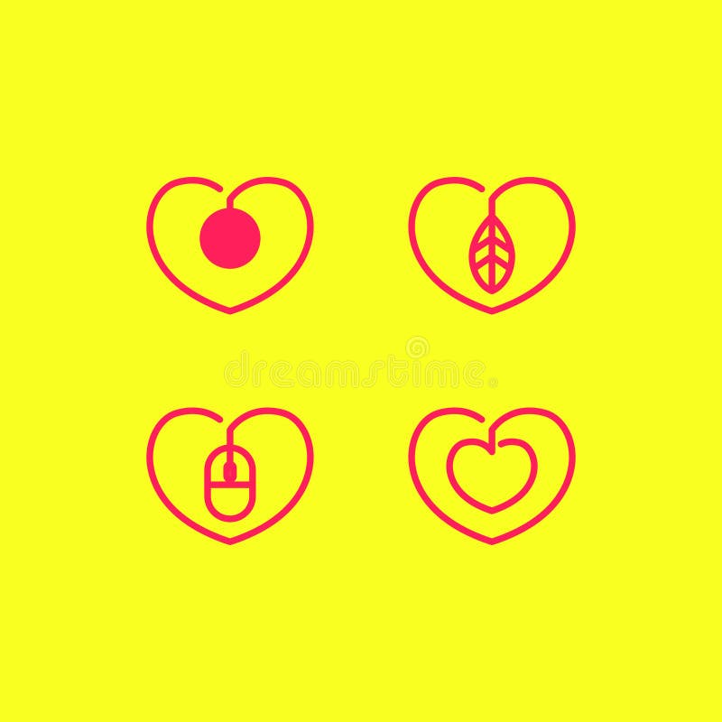 Love Symbol Icon Set Minimalist Logo Design Vector Stock Vector ...