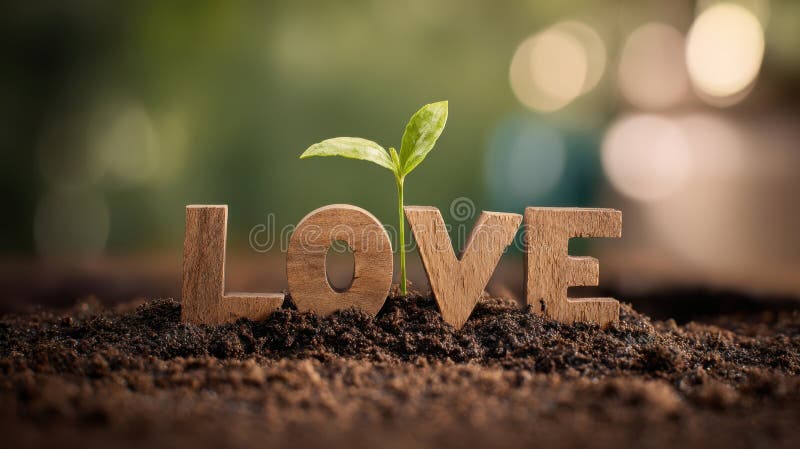 The Love Symbol with Sprouting Plant in Soil Representing Growth and ...