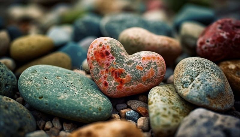 Love Symbol in Stone Material, Heart Shaped Pebble on Nature Heap ...