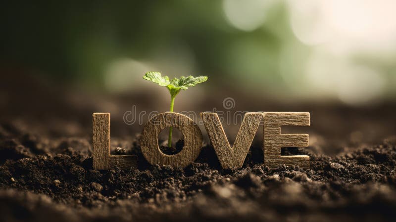 The Love Symbolized by a Seedling Growing from the Earth AI Generated ...