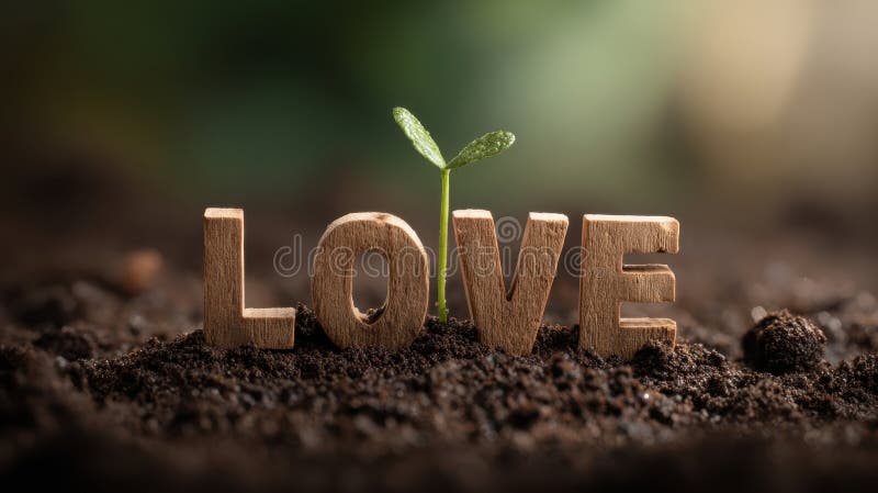 The Love Symbolized by a Vibrant Green Sprout Emerging from Soil. AI ...