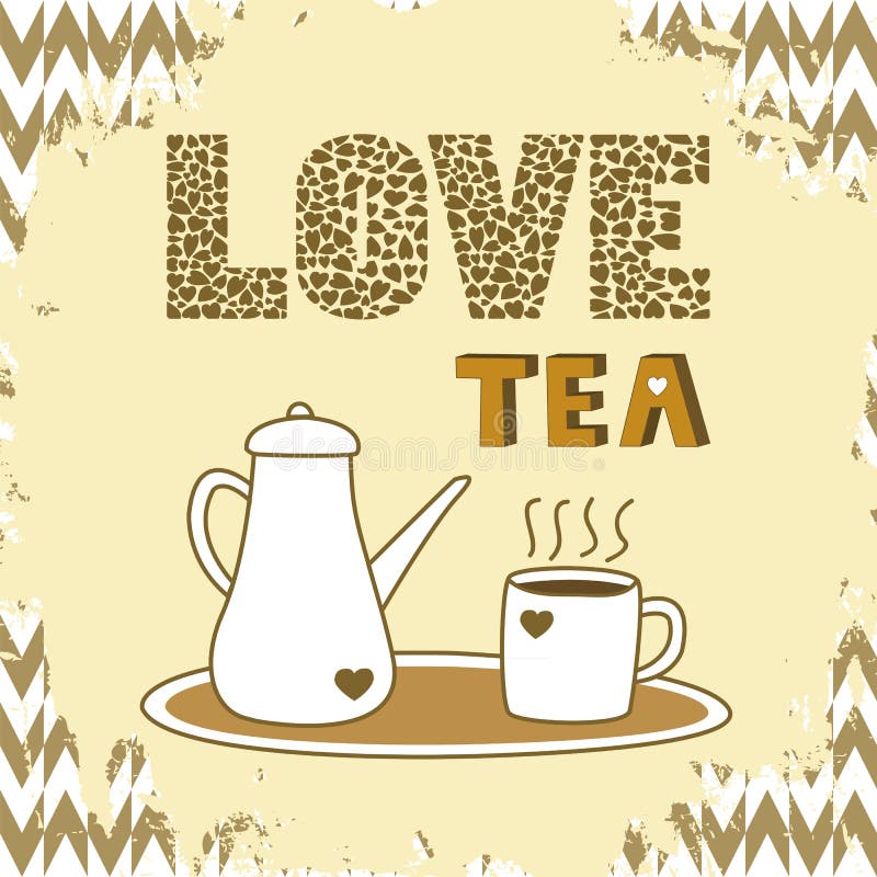Love tea card3 stock illustration. Illustration of drink - 34414584