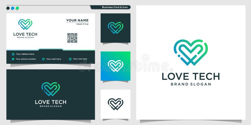 Love Tech Logo Template with Creative Modern Concept Premium Vector ...