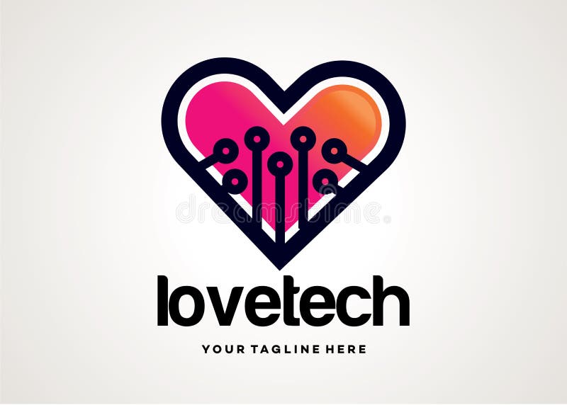 Love Tech Fulcolor Logo Design Stock Illustration - Illustration of ...