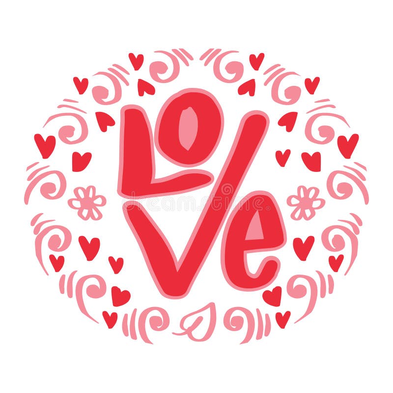 Love Text. Calligraphic Hand Lettering Stock Illustration ...