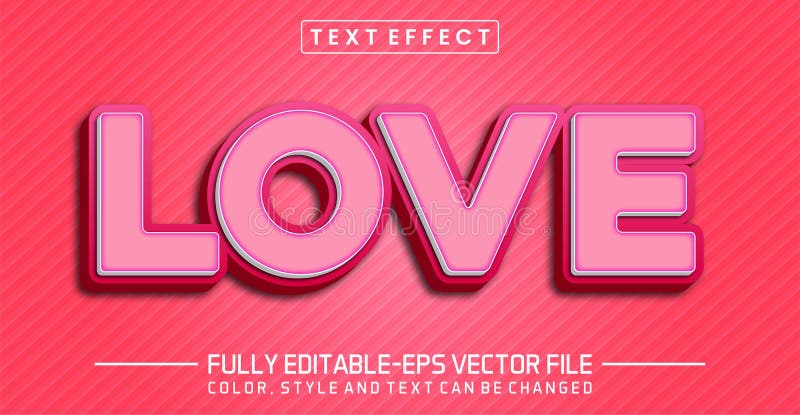 Love Text Editable Style Effect Stock Vector - Illustration of typo ...