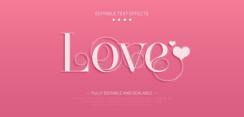Love Text Effect. 3d Style Valentine Template Graphic. Love Text Style ...