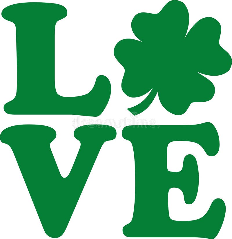 Love Text with Four-leaf Clover Stock Vector - Illustration of icon ...