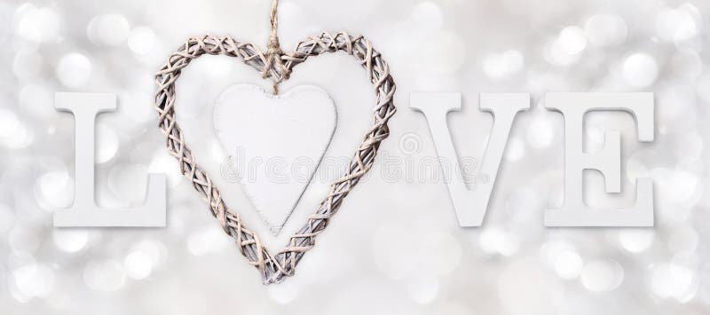Love Text Heart Woven Wood Silver Blurred Light Stock Photos - Free ...