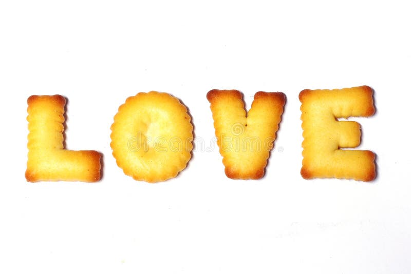 Love Text Made of Cookies Isolated on White Background Stock Photo ...