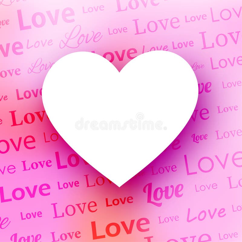 Love Text Pattern with Empty Heart Stock Vector - Illustration of amor ...