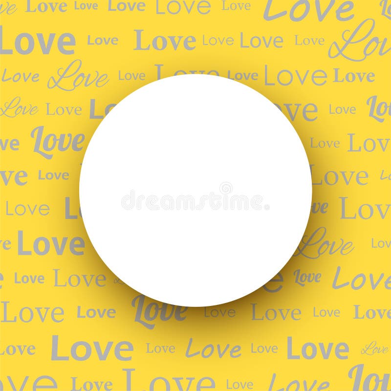 Love Text Pattern with Empty Round Frame Stock Vector - Illustration of ...