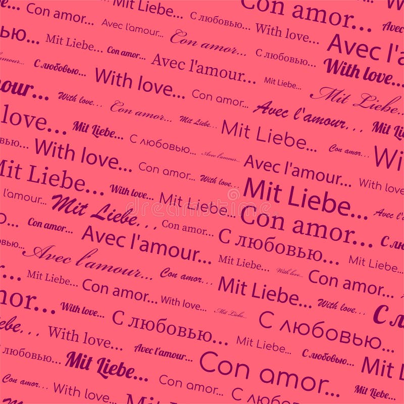 With Love Text Pattern Pink Background Stock Vector - Illustration of ...
