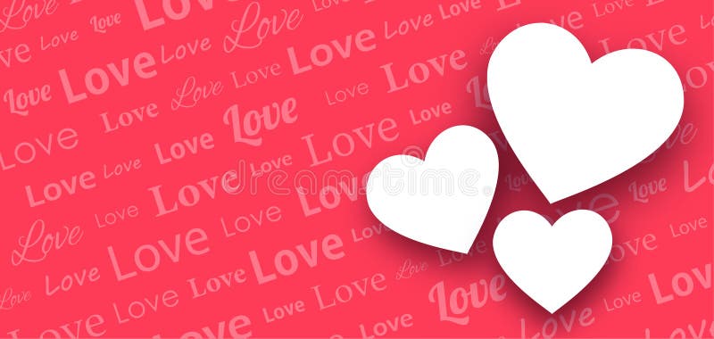 Love Text Pattern with Three Empty Hearts Stock Vector - Illustration ...
