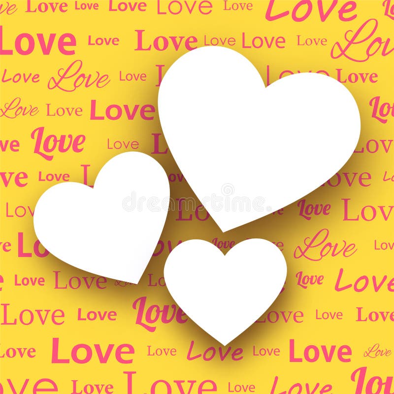 Love Text Pattern with Three Empty Hearts Stock Vector - Illustration ...