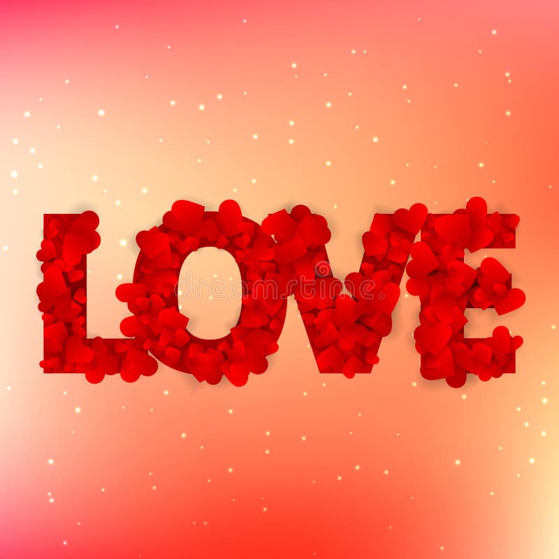 Love Text Written with Hearts Vector Design Stock Vector - Illustration ...