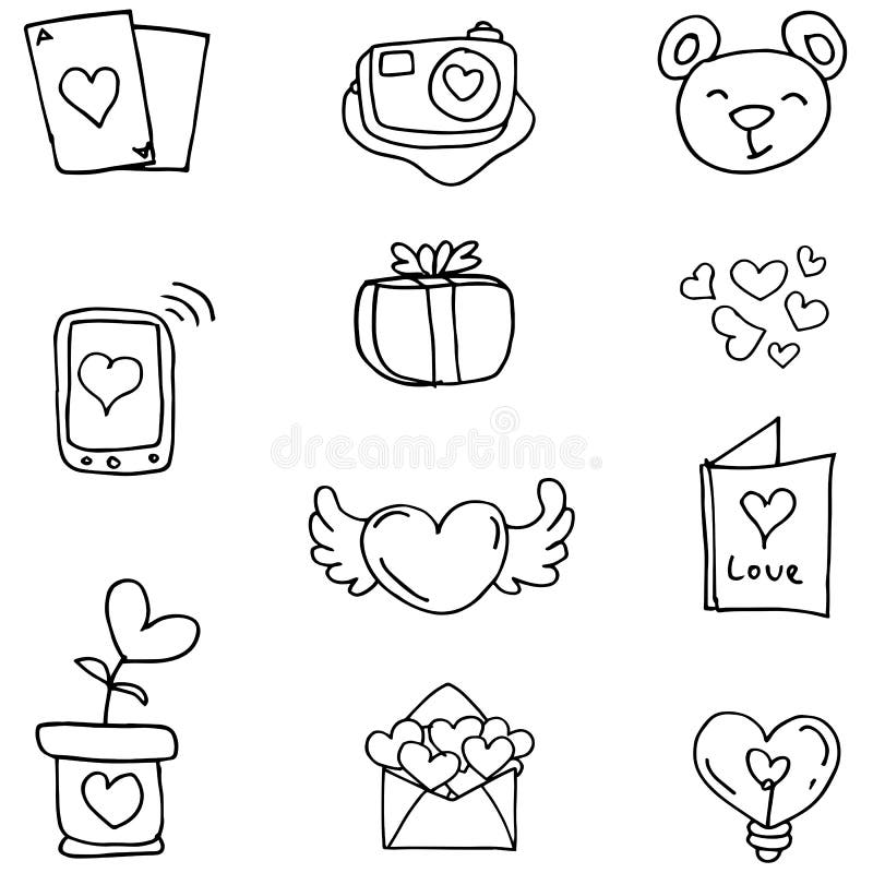 Love Theme of Doodles Vector Stock Vector - Illustration of flower ...