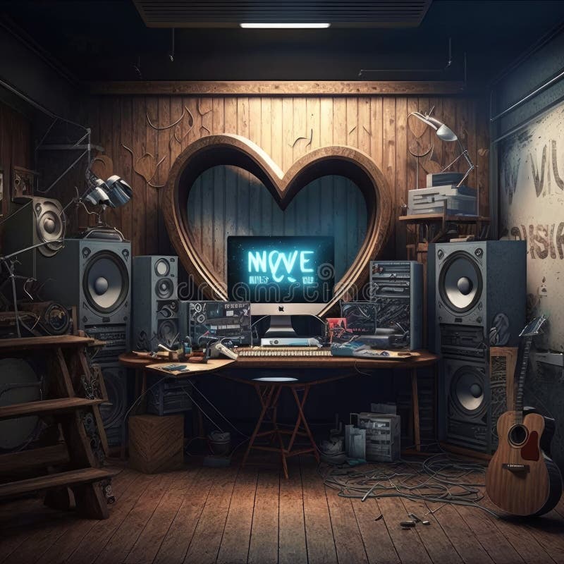 Love Themed Music Studio for Making Songs Generative AI Stock ...