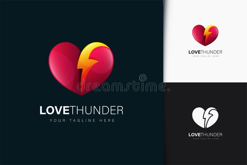 Love Thunder Logo Design with Gradient Stock Vector - Illustration of ...