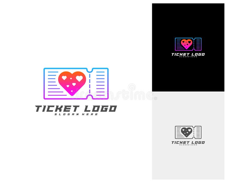 Love Ticket Creative Logo Concepts, Abstract Colorful Icons, Elements ...