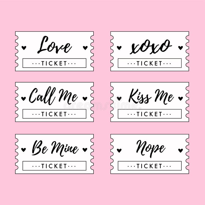 Set of Love Ticket Creative Logo Concepts, Abstract Colorful Icons, Elements and Symbols ...
