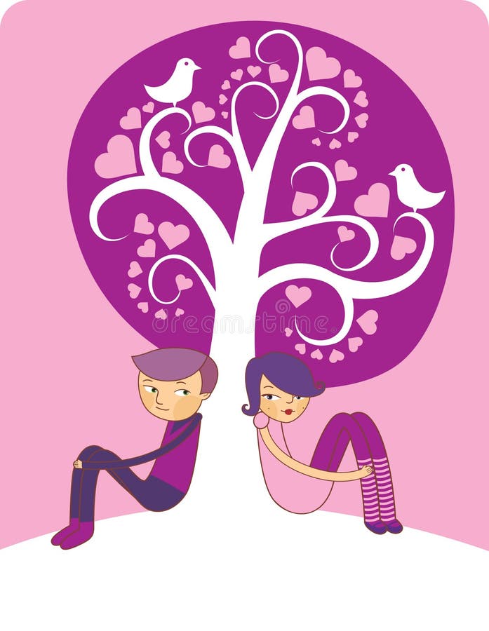 Love tree stock vector. Illustration of artistic, happy - 12448406