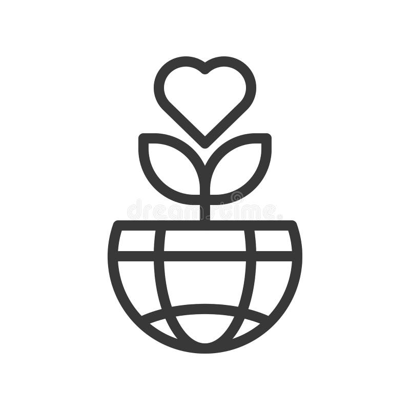 Love Tree on Globe or Planet Earth Icon Design Stock Vector ...