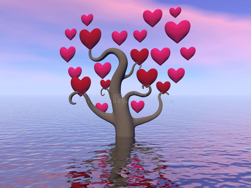 Love Tree with Heart Leaves - 3d Render Stock Illustration ...