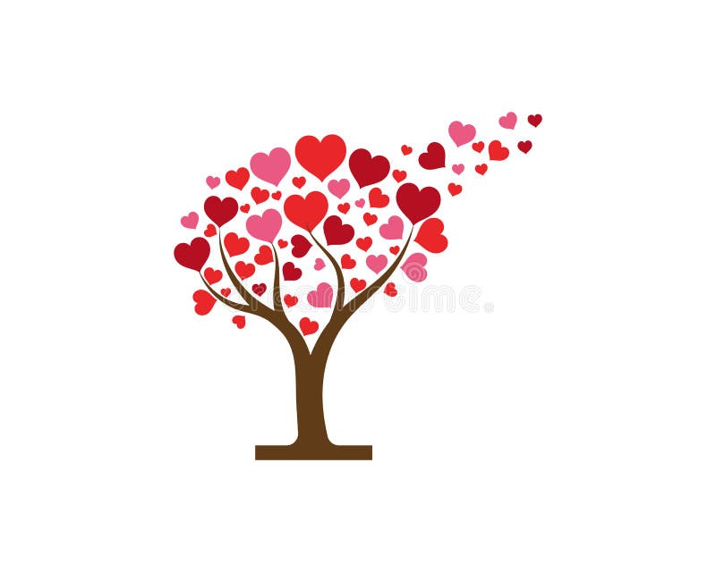 Love Tree with Heart Leaves Vector Stock Vector - Illustration of black ...