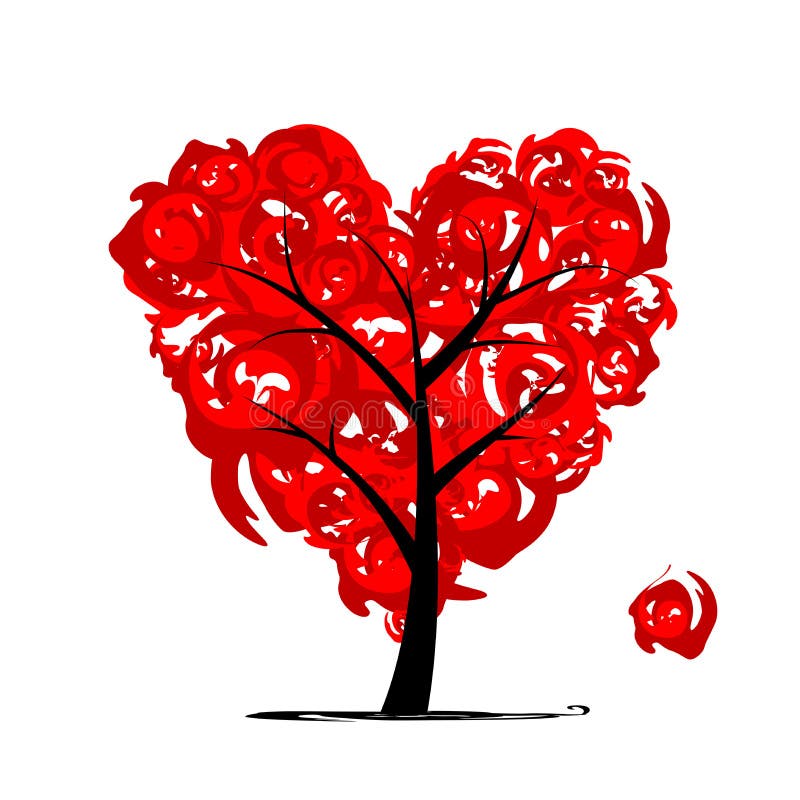 Love Tree, Heart Shape for Your Design Stock Vector - Illustration of ...