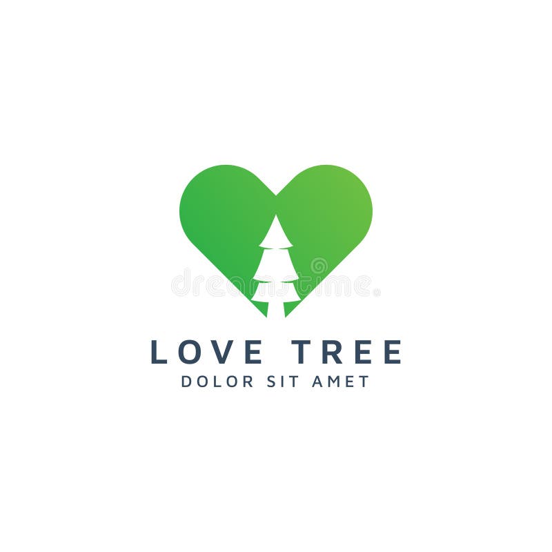 Love and Tree Negative Space Logo Design Stock Vector - Illustration of ...